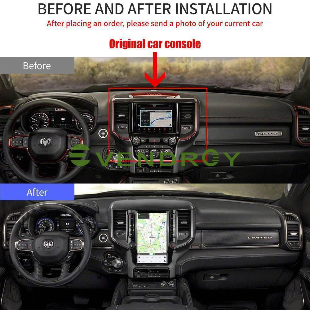 12.1"For Dodge RAM 1500 2500 3500 4500 2019-2024 Car GPS Navigation ...