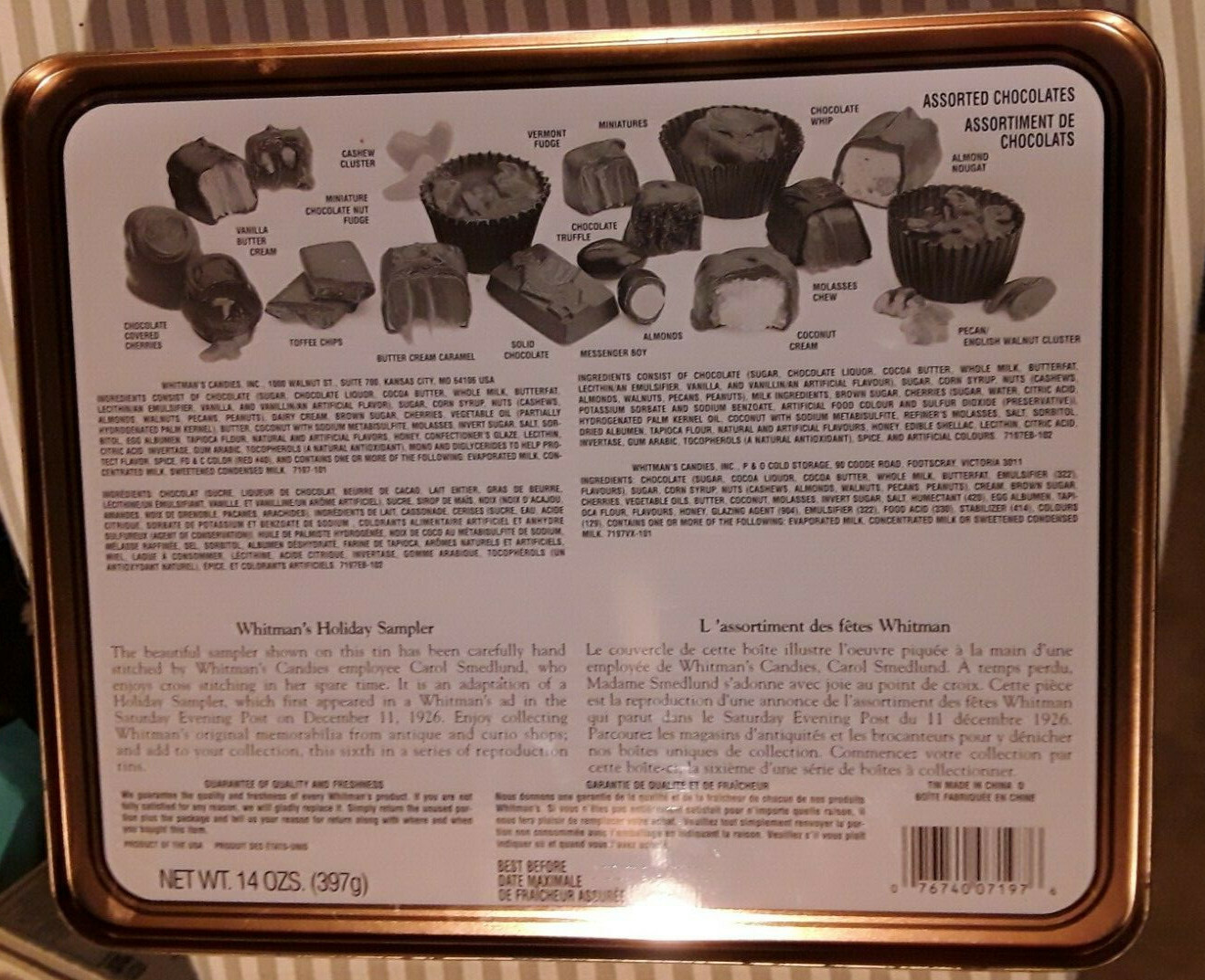 Whitman's Sampler Vintage Christmas Tin Santa Reindeer Wreath Tree ...