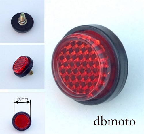 Scooter Moped Round 20mm Number Plate small Bolt On Red Reflector ...
