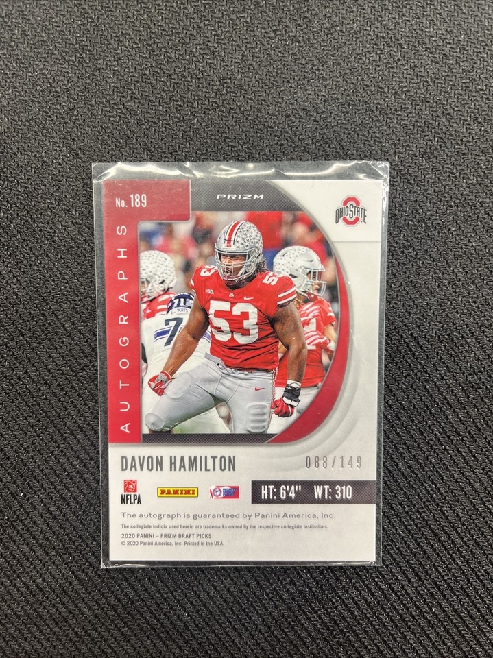 2020 Panini Prizm Draft - Davon Hamilton #189 Neon Orange Autographs 88 ...