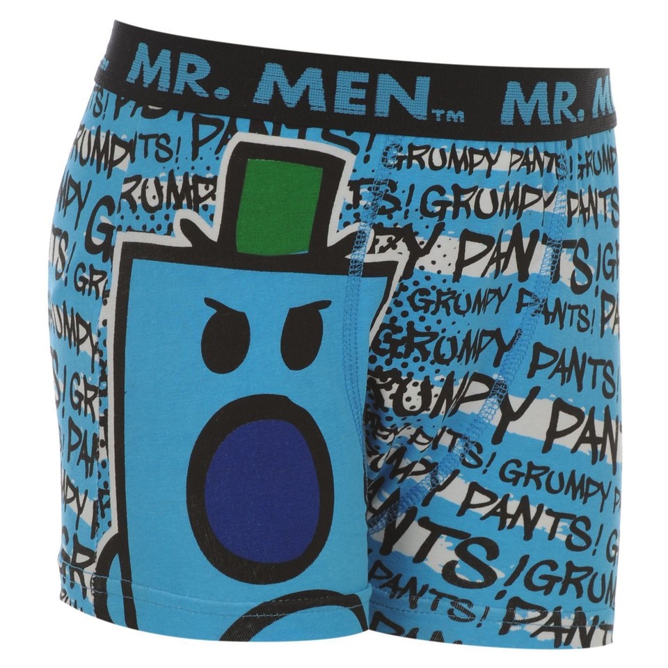 Mr Men Mr Grumpy Boxer Shorts Underwear Juniors Blue Undies Underpants ...