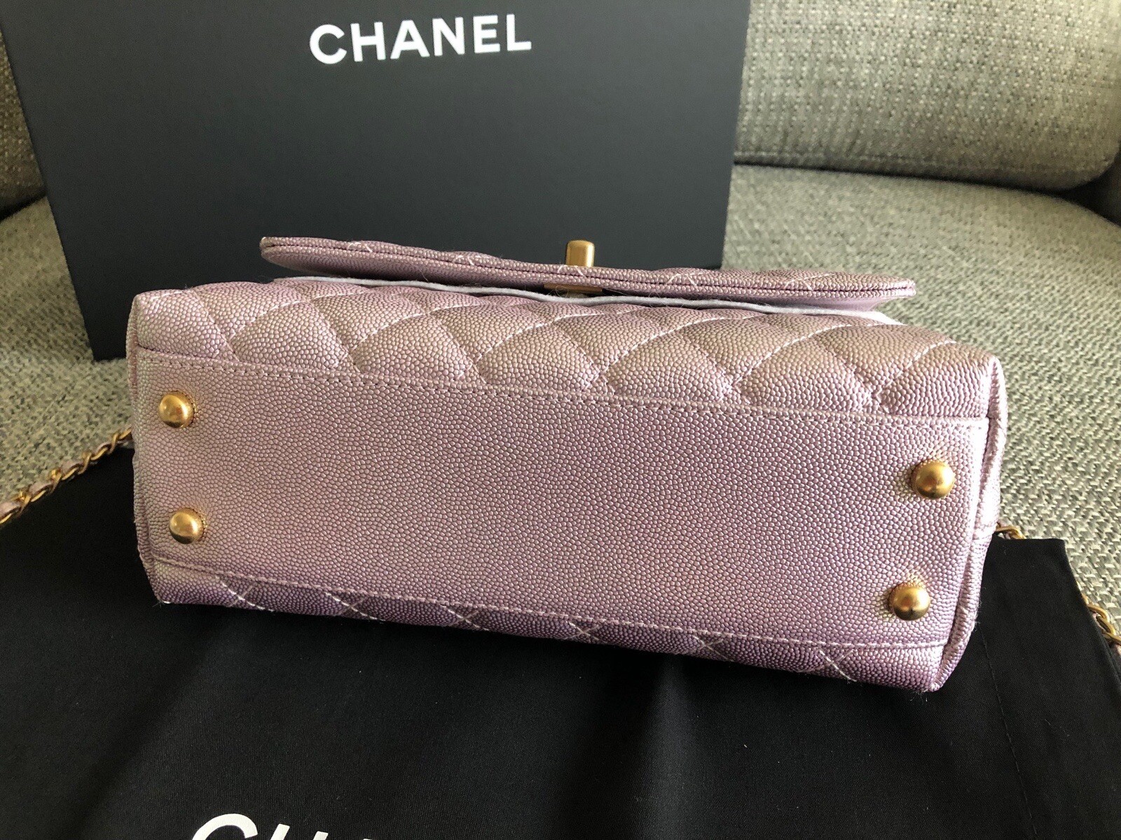 NEW CHANEL 22P Metallic Pink Caviar Small/ Old Mini Coco Handle Flap w ...