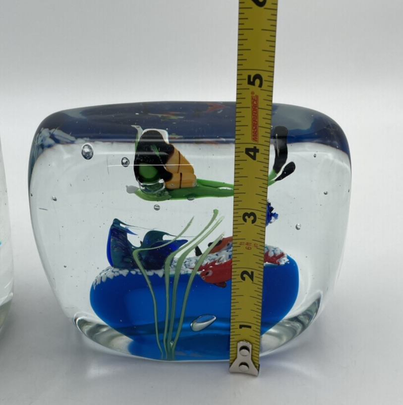 Murano Style Blown Art Glass Paperweights Fish Aquarium Ocean Coral ...