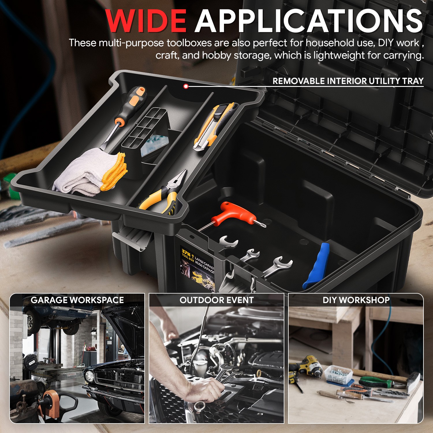 2 PCS Lockable Workshop Garage Household Portable Tool Organizer ...