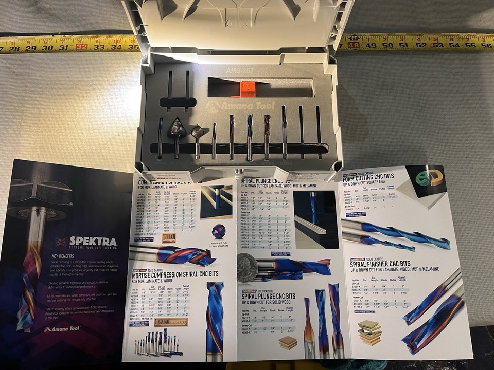 Amana Tool 8-Pc CNC Router Bit Set, 1/4" Shank, Stackable Case | eBay