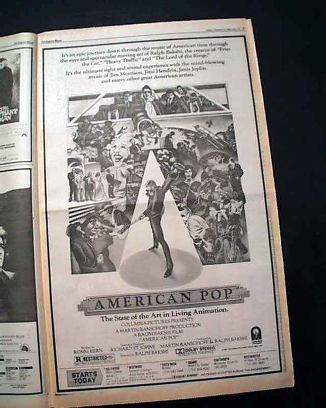 Best AMERICAN POP Cult Classic Film Movie Opening Day AD 1981 Old L.A ...