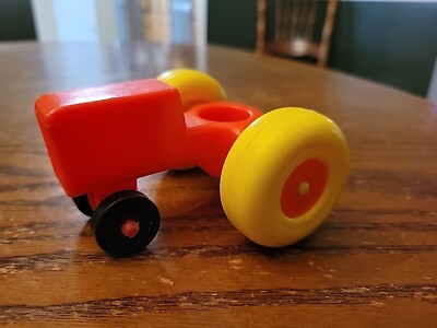 Vintage Fisher Price Little People RED YELLOW Farm Tractor Only | eBay