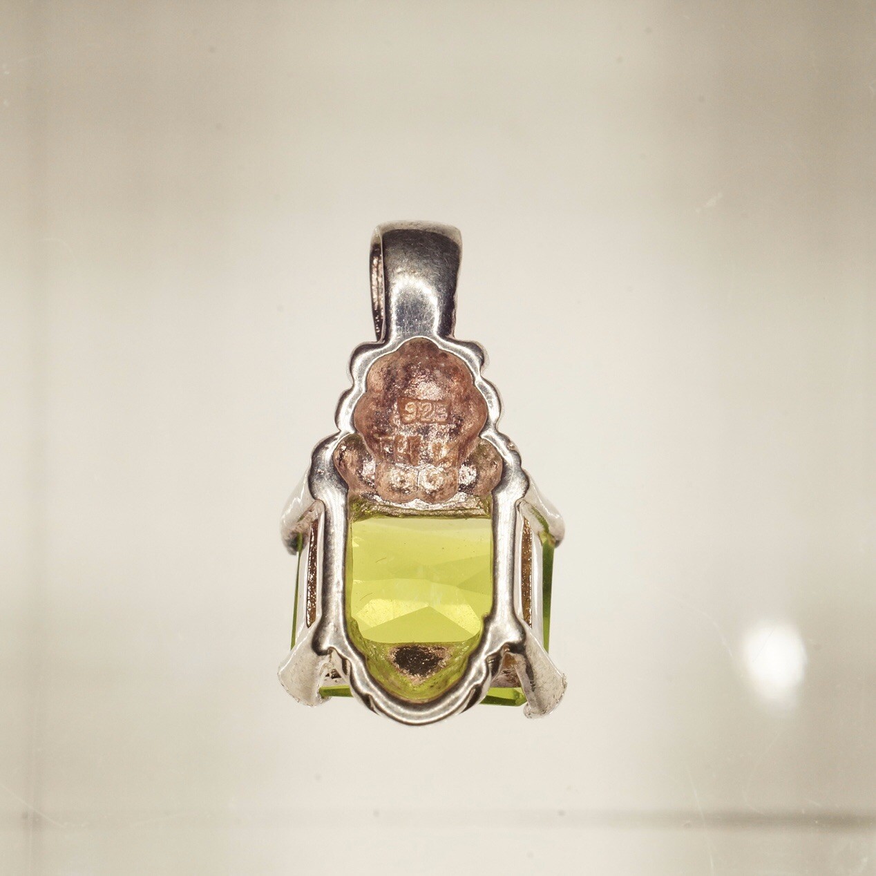 Sterling Silver Modernist Pendant With Green Glass Rectangle Stone | eBay