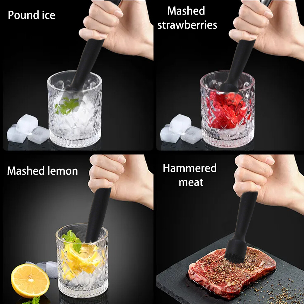 Stirring Black Plastic Home Ice Crusher Cocktail Muddler Long Bar Tool ...