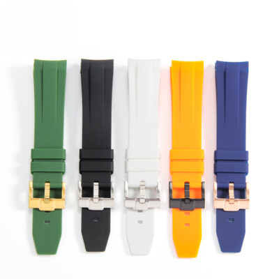 Silicone Rubber Watch Strap Band Sport Waterproof 20mm Mens Curved End ...