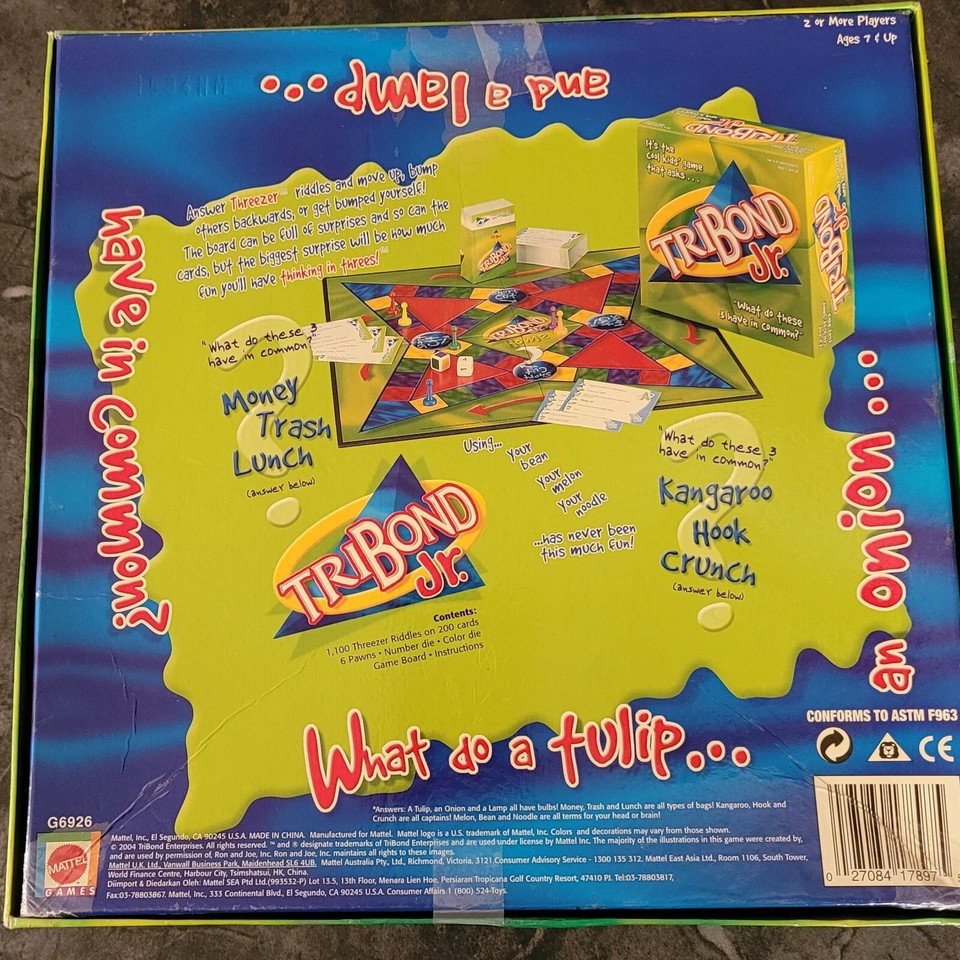 Tribond Jr Family Party Riddle Guessing Board Game Mattel Junior ...