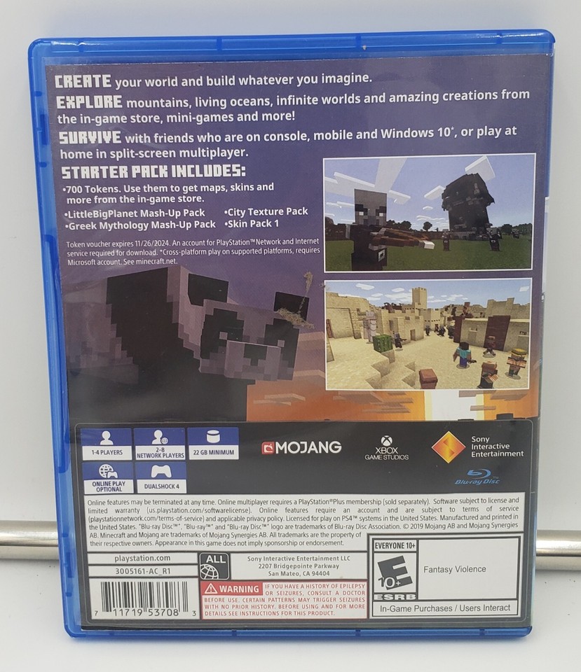 MINECRAFT STARTER PACK PS4 SONY PLAYSTATION 4 GAME CIB COMPLETE WITH ...