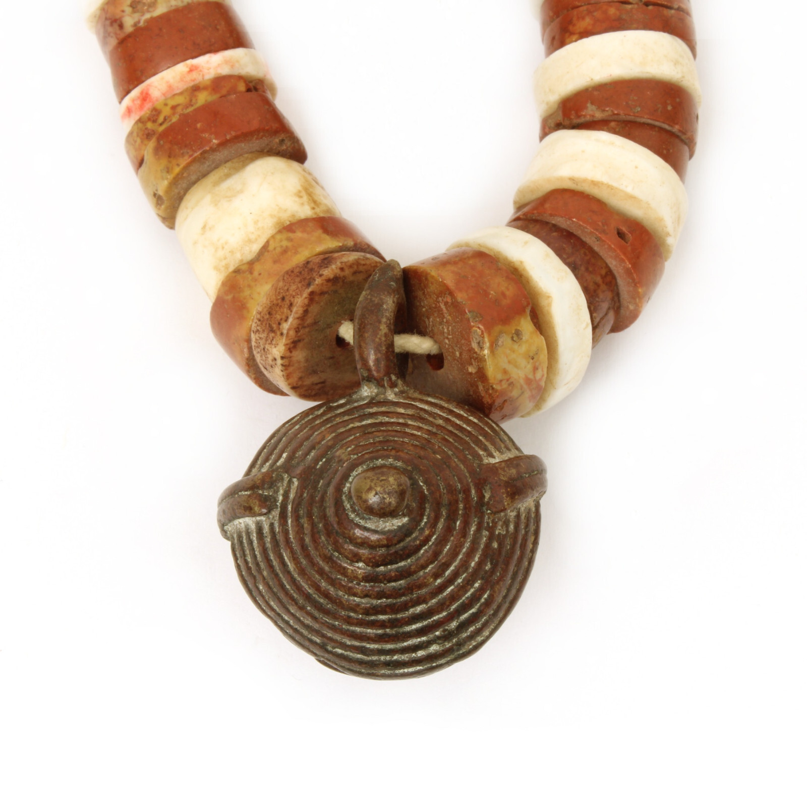 African Trade Beads 2 Strands Rusty Red Stone Bauxite White Glass ...