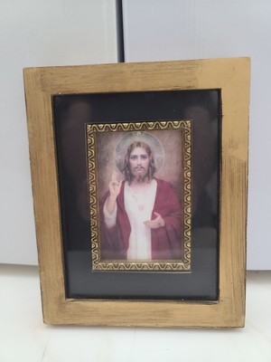 VTG Sacred Heart of Jesus Framed Print in Gold Frame 6" x 8" Vintage | eBay