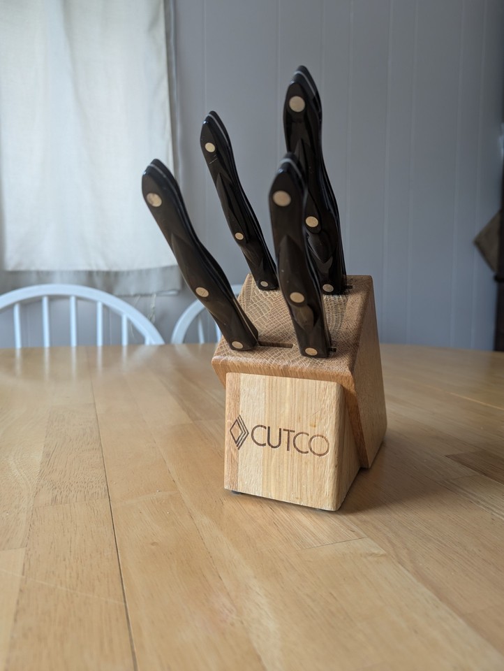 CUTCO Cutlery Knife 4 Piece Set with Block Classic Brown Handle ...