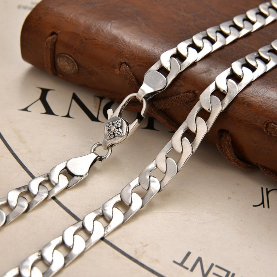 Men's Necklace Panzer Chain Vajra Symbol at Closure 50 - 65 cm Silver ...