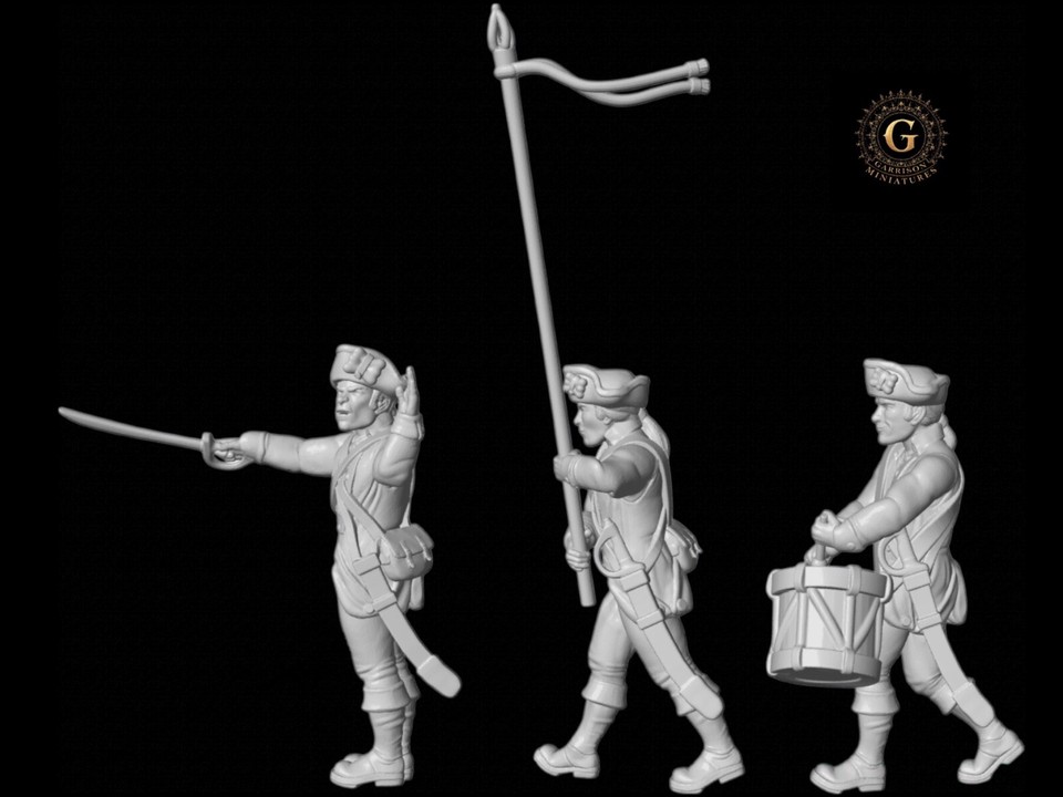Revolutionary War Infantry Command x3 28mm AWI Wargames and Diorama ...