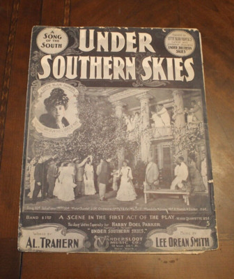 Under Southern Skies ~ Trahern/Smith ~ 1902 Sheet Music ~ Lottie Blair ...