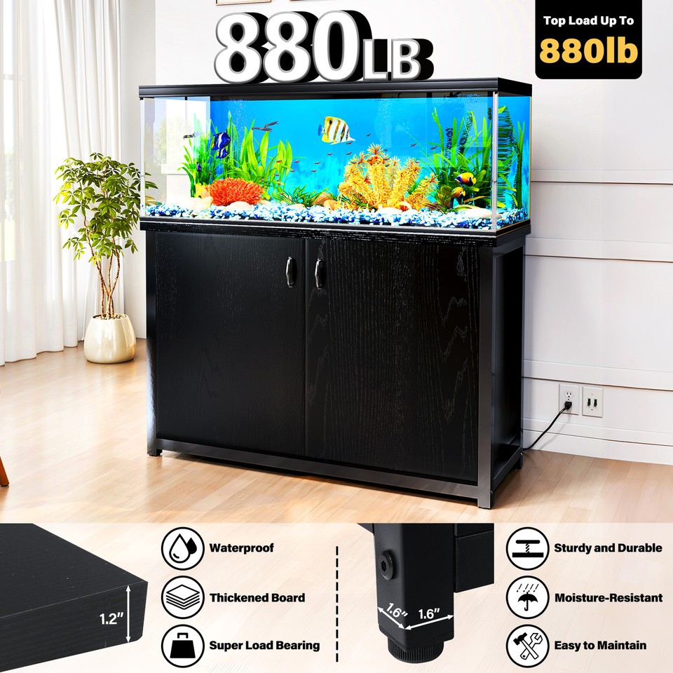 TC-HOMENY 75 Gallon Aquarium Stand Cabinet with Charging Station Fish ...