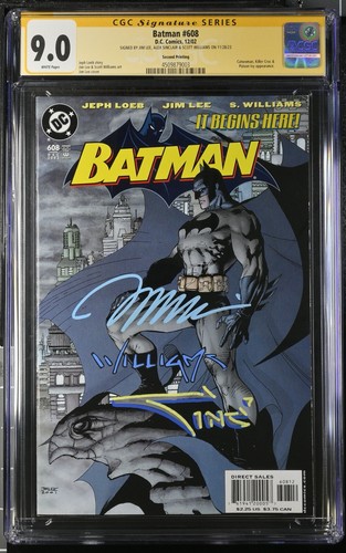 Batman #608 SS CGC 9.0 2nd Print Jim Lee Williams Sinclair 3x Triple ...