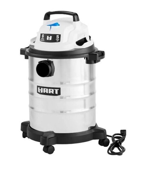 HART 6 Gallon 5 Peak HP Stainless Steel Wet/Dry Vacuum - Gray (VOC608S ...