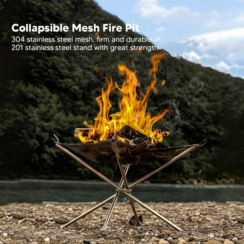 Outdoor Fire Pit Portable 22 Inch Upgrade Foldable Stainless Steel | eBay