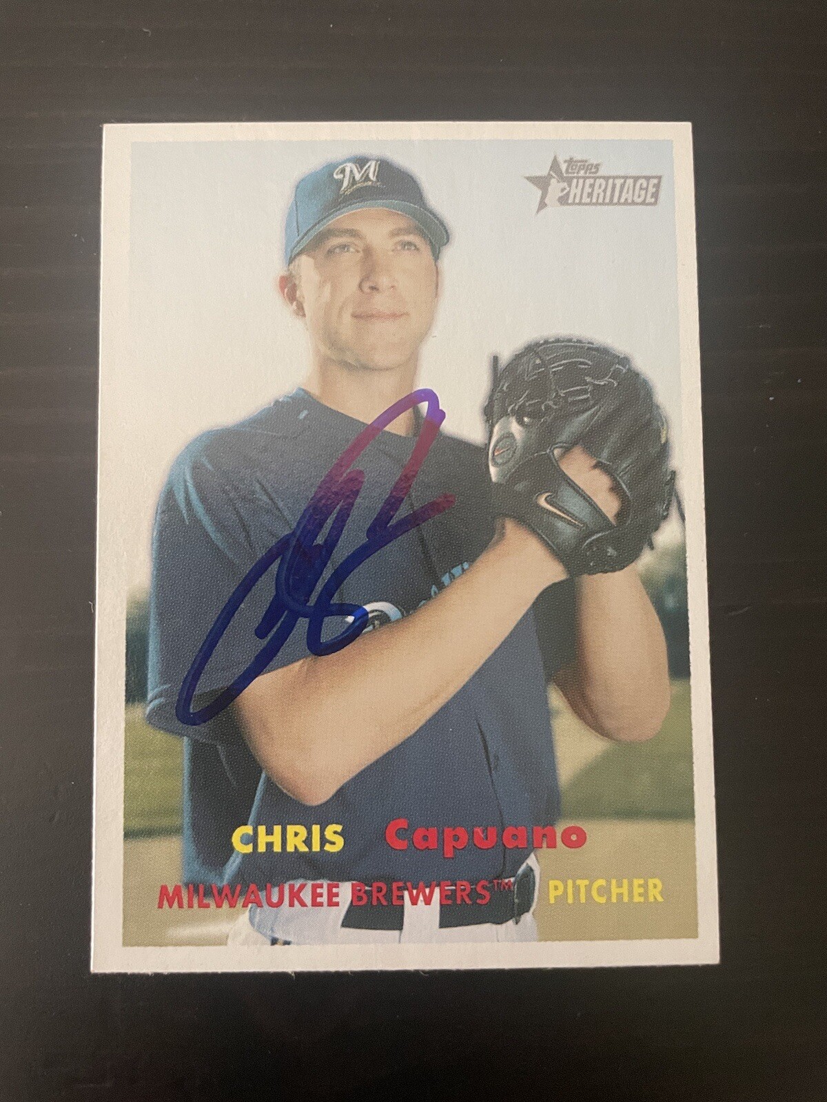 2006 Topps Heritage #443 Chris Capuano Milwaukee Brewers Signed Card ...