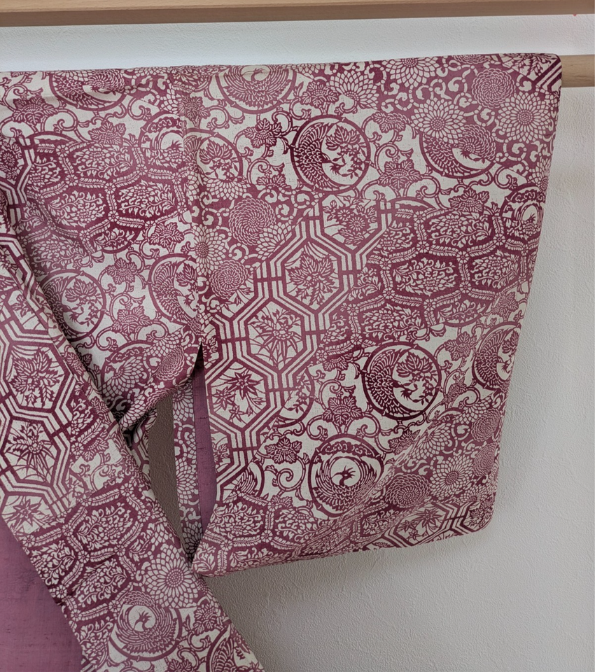 Authentic Japanese Kimono Silk Unlined Hitoe Pink Geometric Floral ...