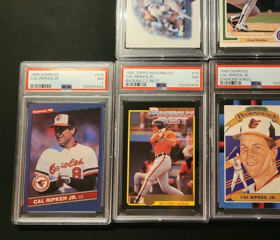 Lot Of 8 Cal Ripken Jr. & Greg Maddux Topps & Donruss PSA 7, 8, 9 ...