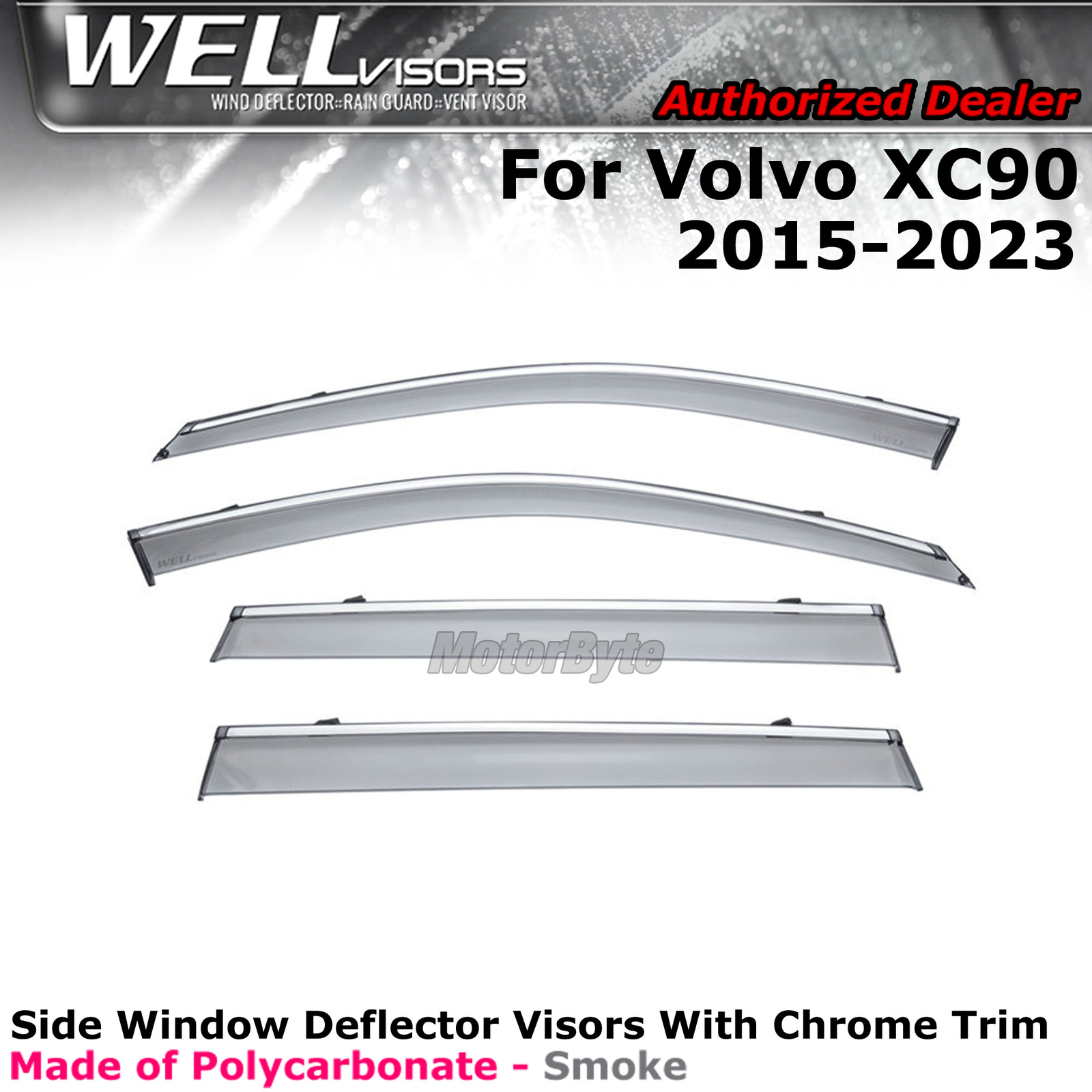 WELLvisors for Volvo XC90 15-24 Side Window Visors Chrome Wind ...