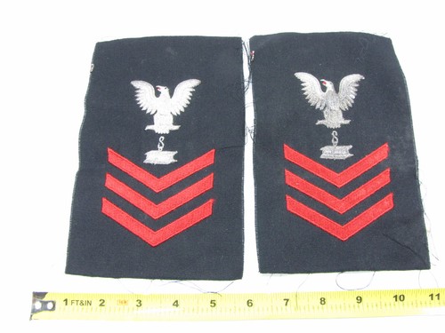 Pair 2 Navy Rank PO1 Petty Officer 1st Steelworker Rating USN L18 | eBay