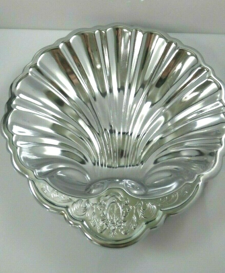 Vintage Silver Metal Silverplate? Scallop Clam Shell Serving Dish Lion ...