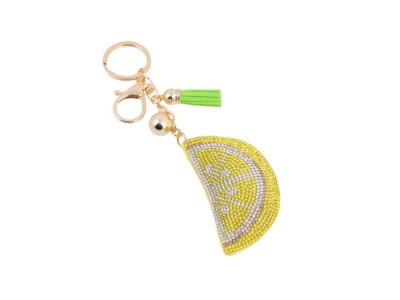 Lemon Slice Faux Suede Tassel Stuffed Pillow Key Chain Handbag Charm | eBay