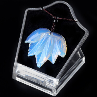 1 Strand White Opal Carved Maple Leaf Pendant Braided Rope Necklace ...