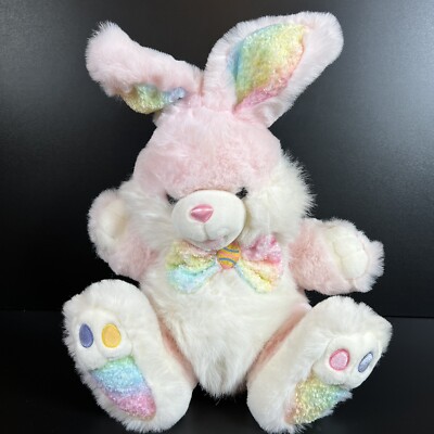 Vintage Dan Dee Easter Bunny Rabbit Pink Rainbow 22" Large Plush ...