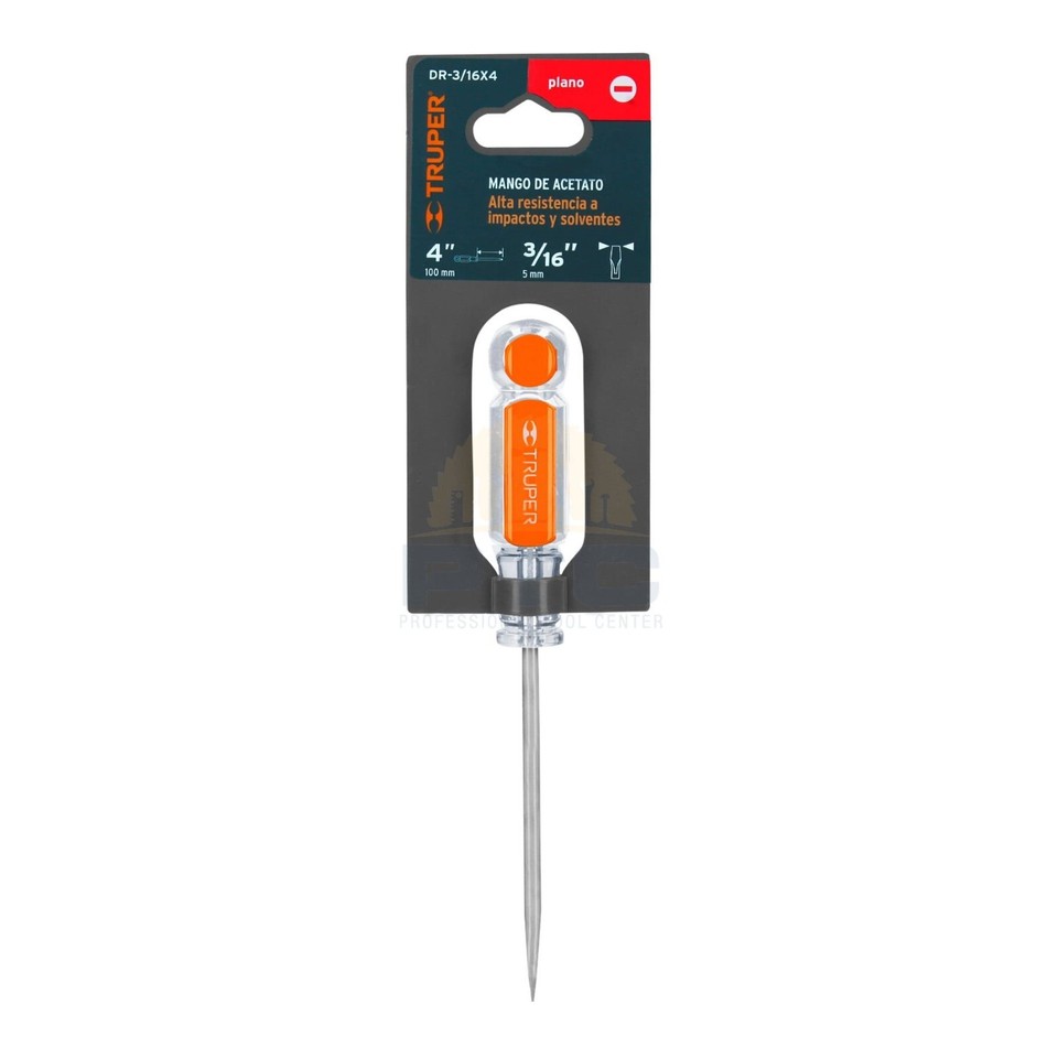 Truper DR-3/16X4 Flathead screwdriver 3/16" x 4" acetate handle | eBay
