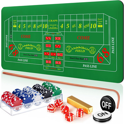 Craps Tabletop Game Set, Includes 35" X 70" Rubber Craps Tabletop ...