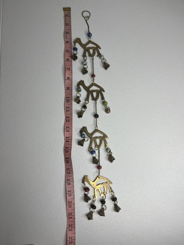Vtg Brass Camel Wind chime Bells Hanging Wall Decor Beaded | eBay