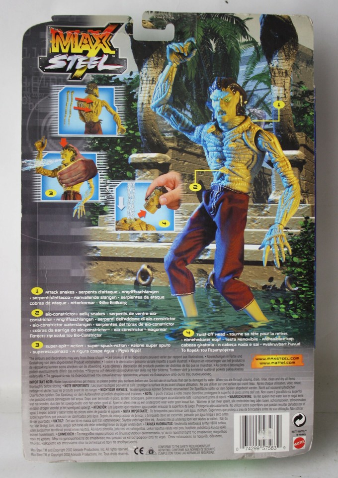RARE 2002 MAX STEEL SUPER SPIT BIO CONSTRICTOR FIGURE MATTEL NEW SEALED ...