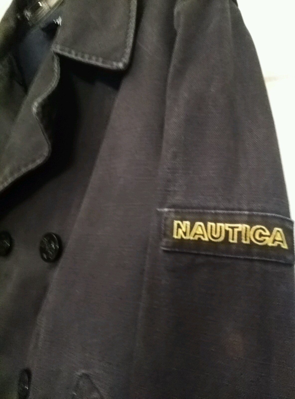 NAUTICA Vintage Navy Heavy Cotton Denim Lined Sailor Double-Breasted ...