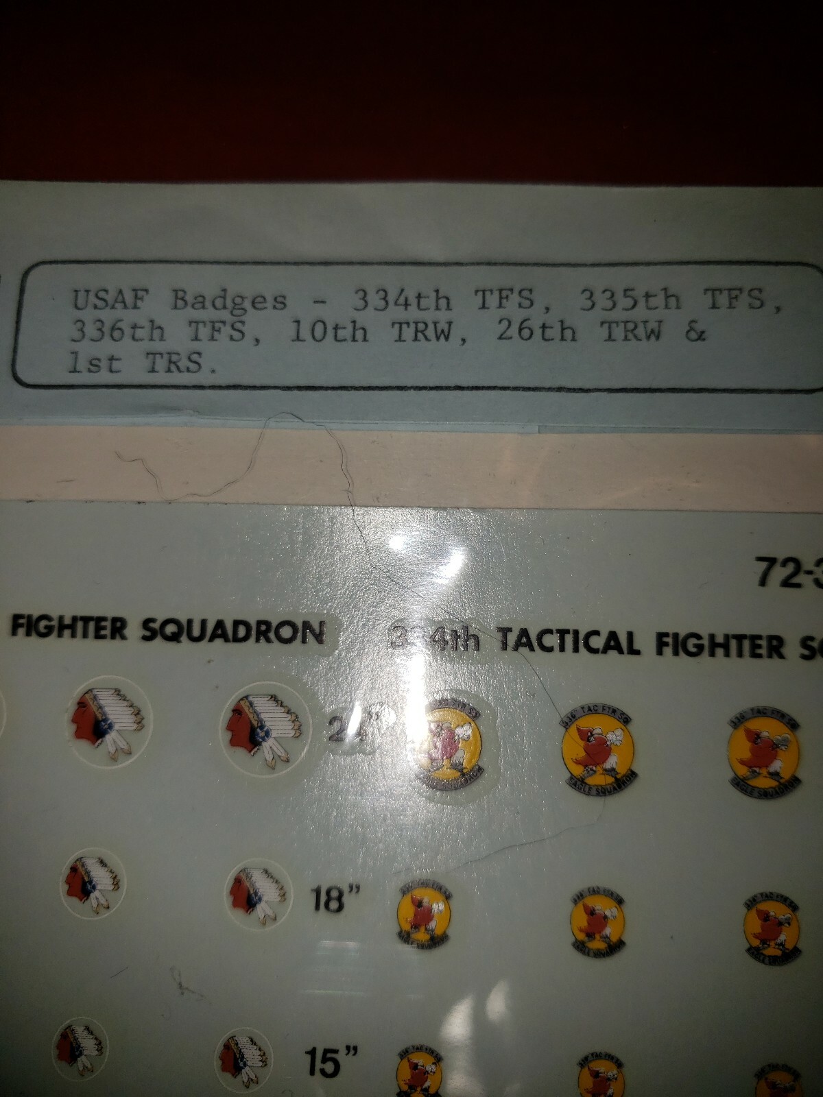 Microscale Decal #72-0376 USAF BADGES 334 335 336 TFS, 10TH TRW 26 TRW ...