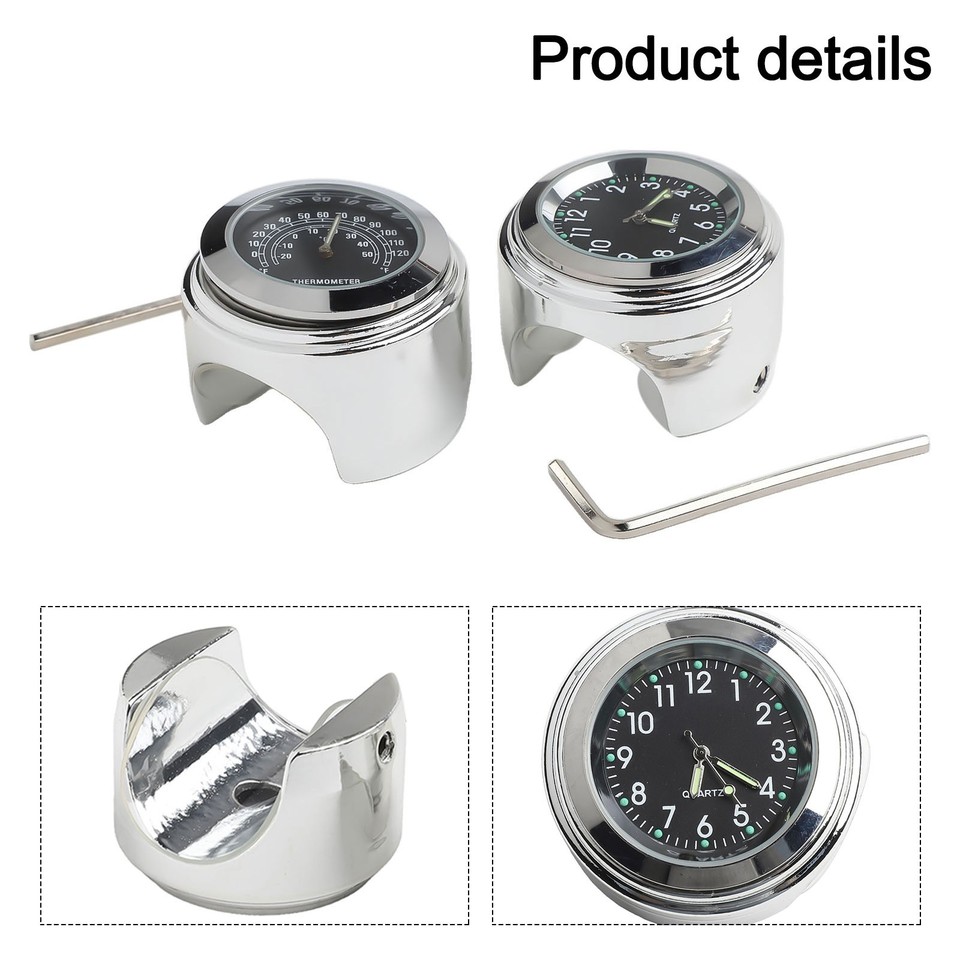 Top Aluminum Alloy Motorcycle Clock Thermometer 7/8 Fitment Waterproof ...