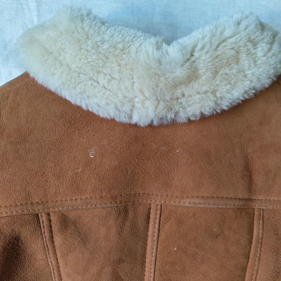 Schott USA Leather Shearling Trucker Jacket L Suede Vintage Boro | eBay