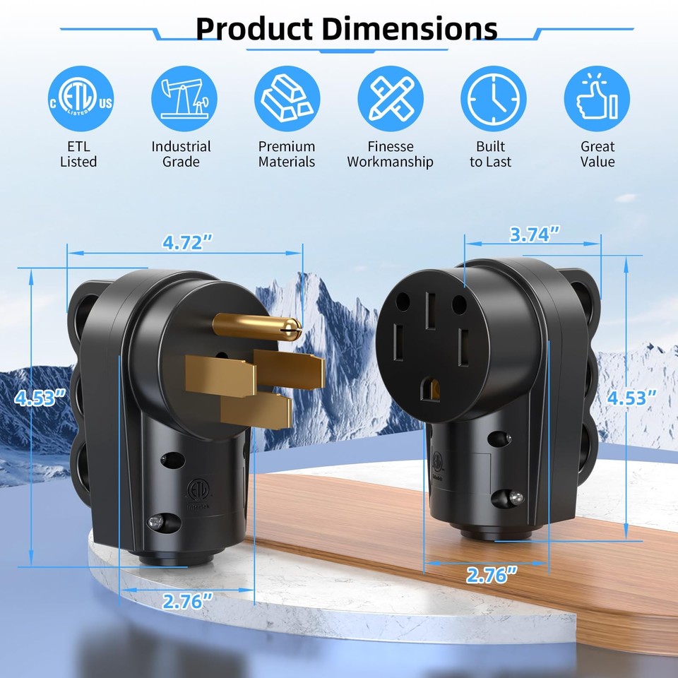 50 Amp RV Female Plug Connector NEMA 14-50R Outlet with Handle 220V ETL ...