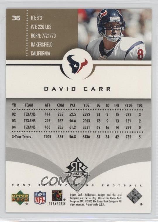 2005 Upper Deck Reflections Gold /50 David Carr #36 | eBay