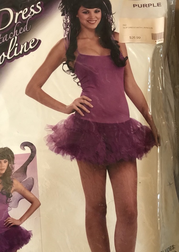 Purple Slip Dress W/ Crinoline Womens Halloween Costume One Size NEW ...