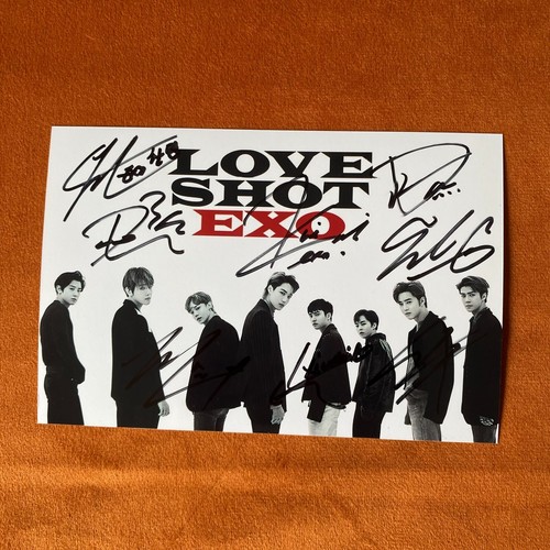 EXO Autographed Signed Photo ALL MEMBERS Autographs LOVE SHOT 4*6 KPOP ...