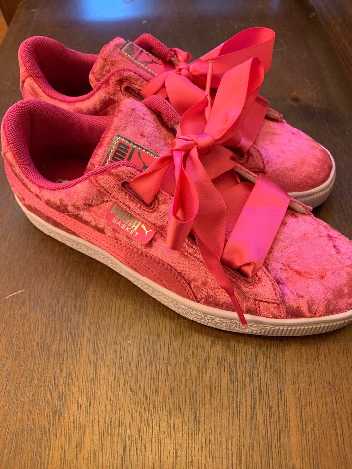 PUMA Satin & Velvet Hot Pink Sneaker Basket Shoe Size 6.5Y (Women’s 8.5 ...