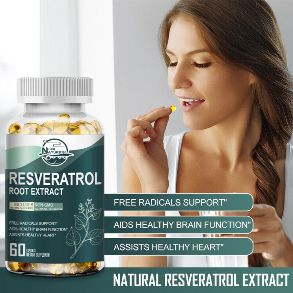 Premium Anti-Aging Formula Resveratrol 1200mg 60 Capsules Antioxidant ...