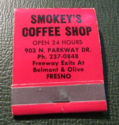 Matchbook - Smokey's Coffee Shop Tagus Ranch Tulane Fresno CA FULL | eBay